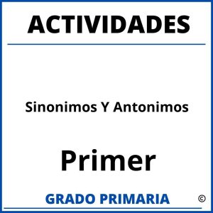 Actividades De Antonimos Y Sinonimos Para Segundo Grado